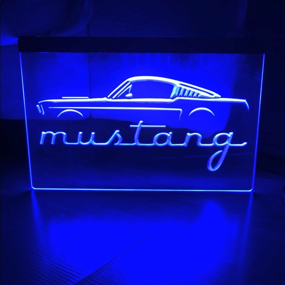 Other | Ford Mustang Led Neon Blue Light Sign 8x12 | Poshmark